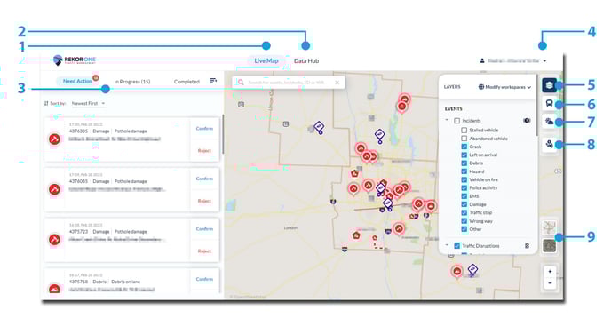 What is shown on the Live Map page?